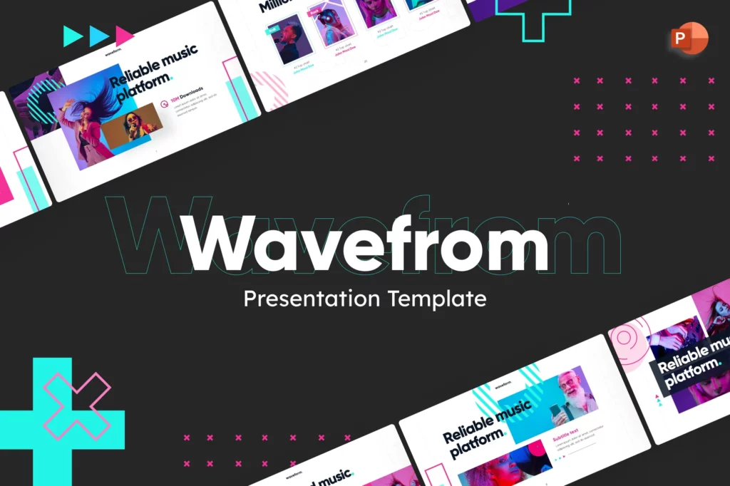 Waveform Music PowerPoint Template | عالمكم