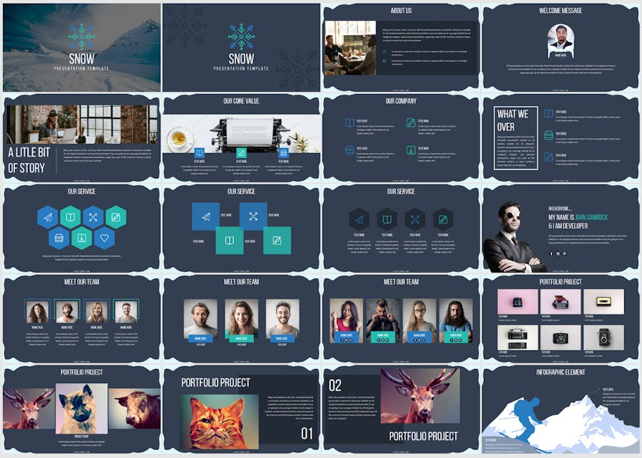 SNOW POWERPOINT PRESENTATION TEMPLATE | عالمكم