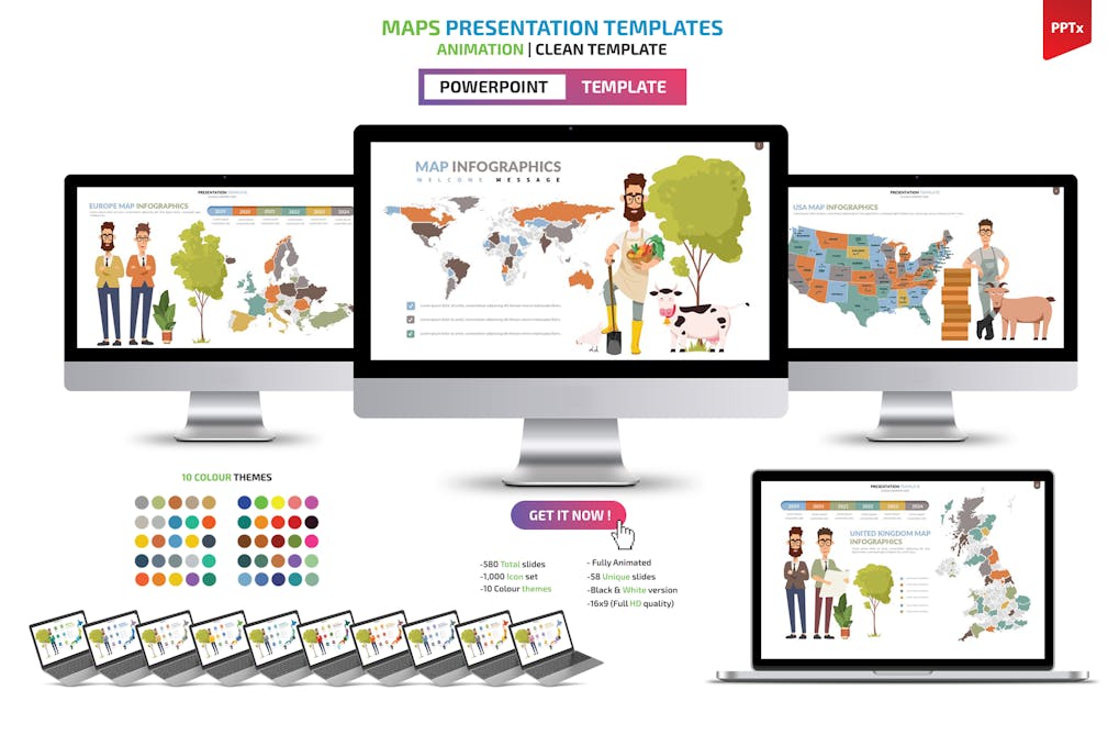 Map Powerpoint Infographic Templates | عالمكم