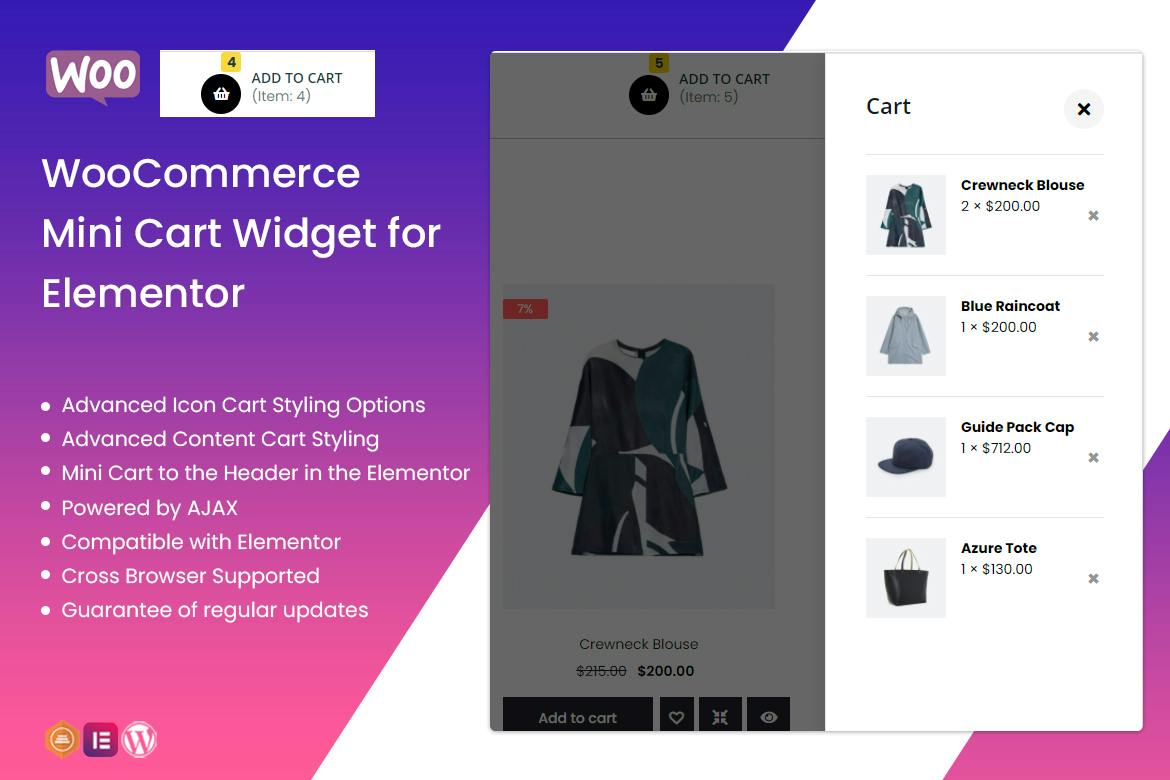WooCommerce Mini Cart Widget for Elementor | عالمكم